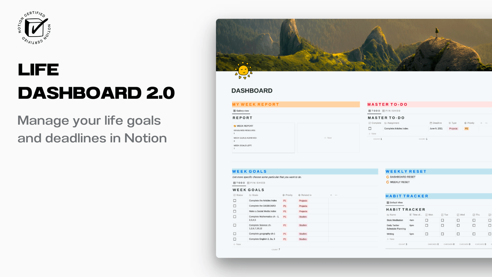 Notion Life Dashboard 2.0 - Notionland Template Gallery